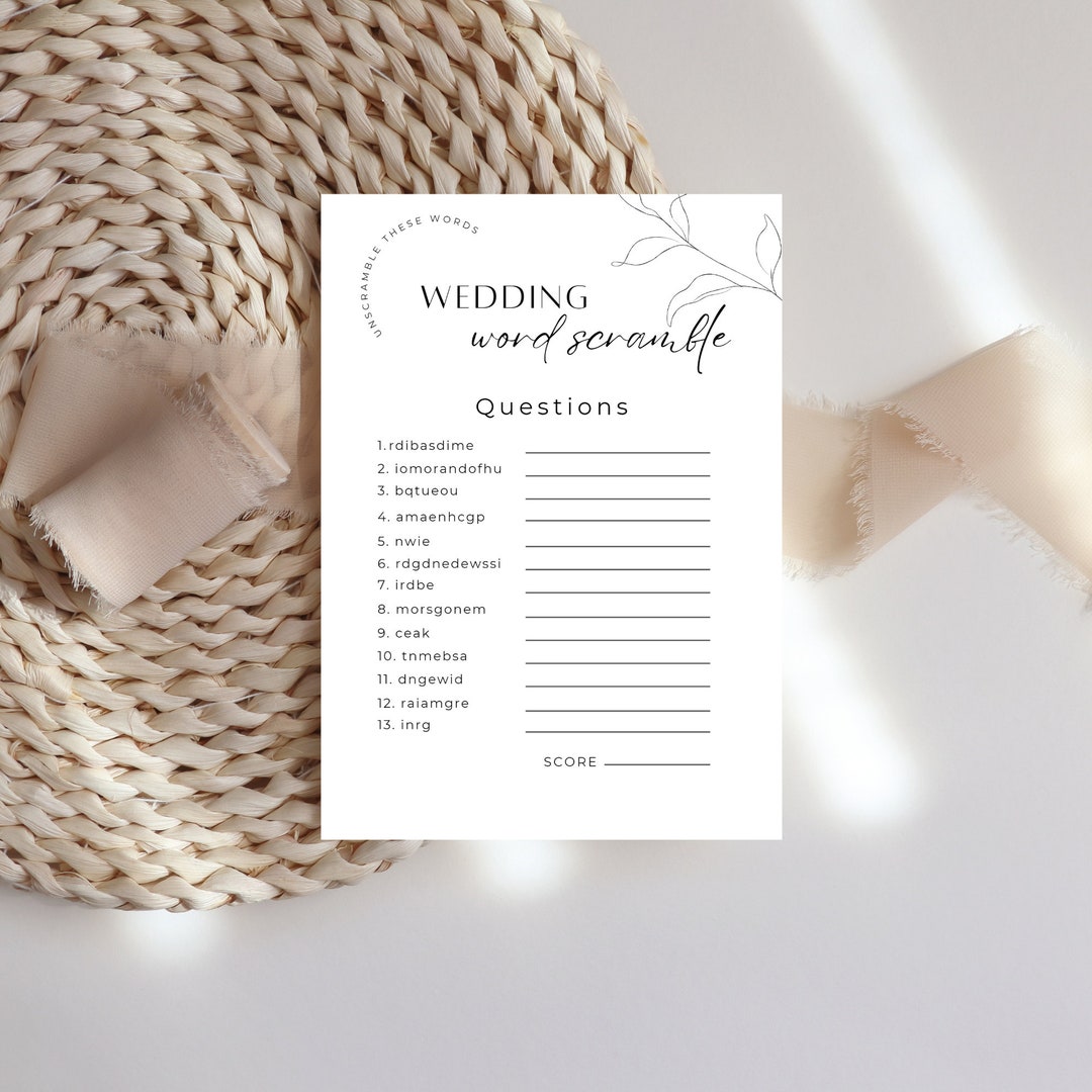 Minimalist Wedding Word Scramble 5x7" Digital Template INSTANT DOWNLOAD ...