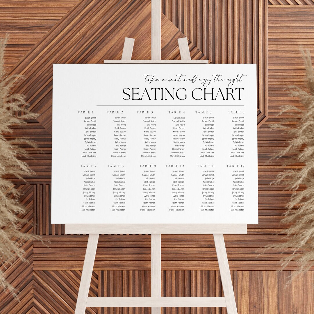 Simple Seating Chart 36x24" Digital Template INSTANT DOWNLOAD Modern ...