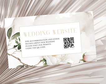 Printable OR Printed Magnolia QR Code Insert Cards Magnolia Flower and ...