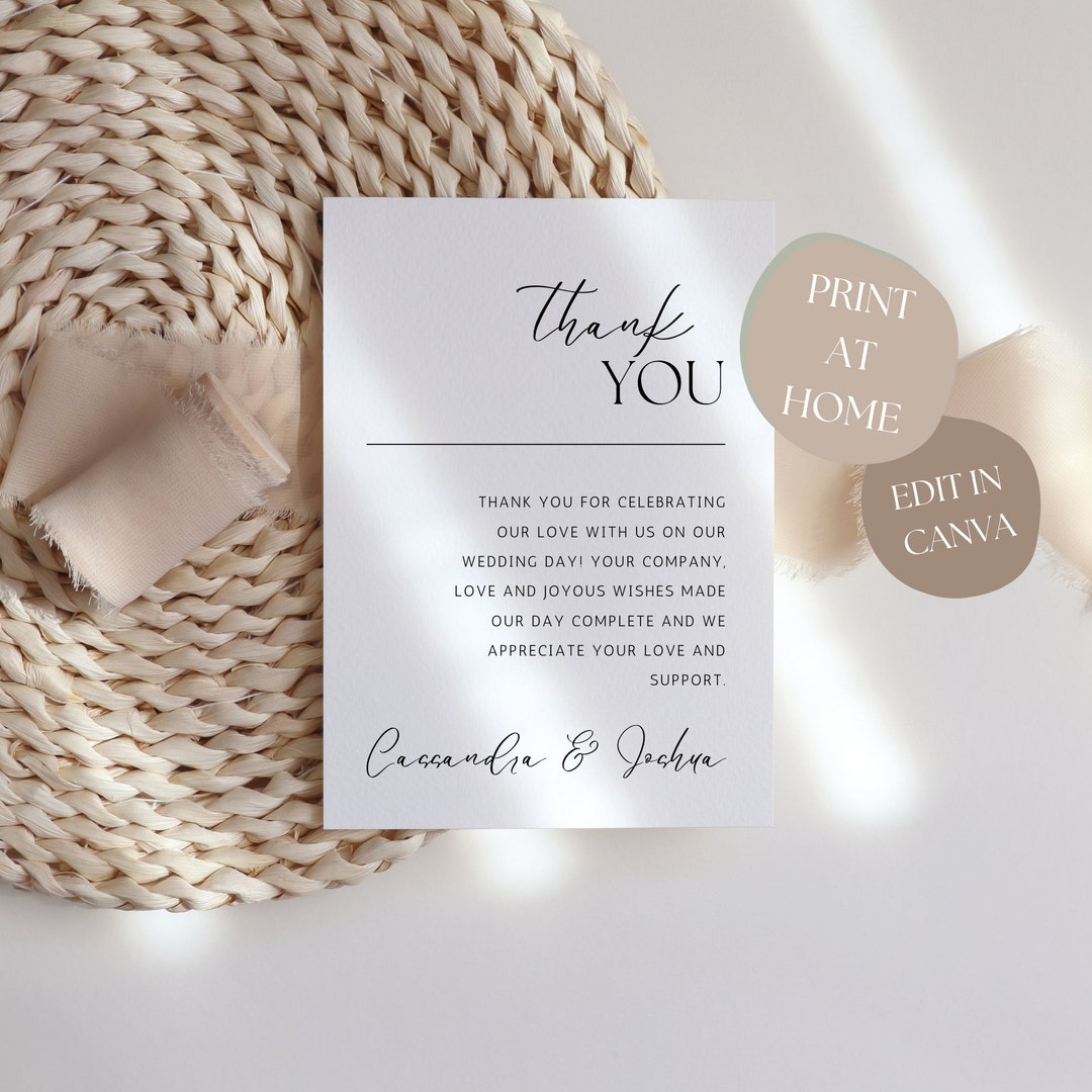 Simple Thank You Note Digital Template 5x7" INSTANT DOWNLOAD Modern ...