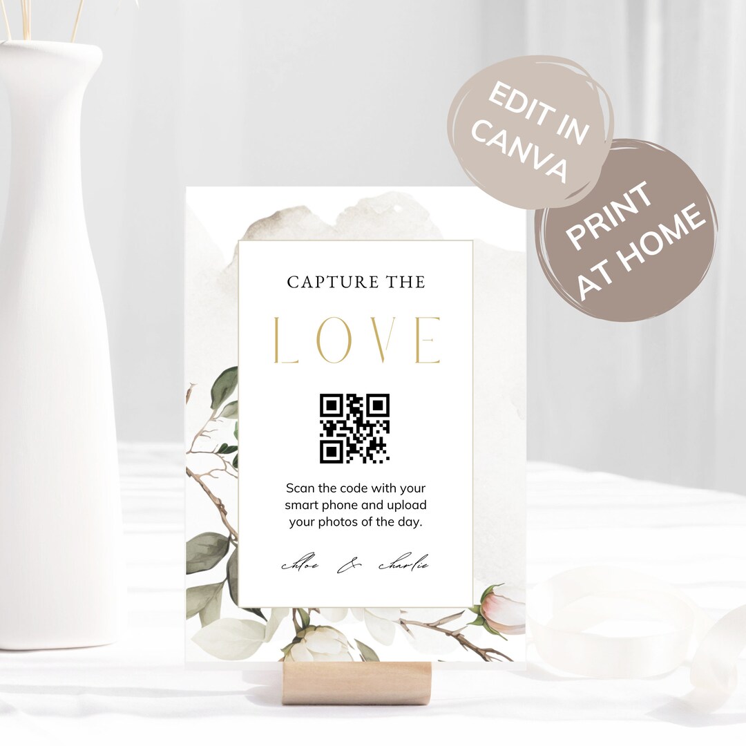 Magnolia Flower QR Code Capture the Love Sign 5x7 - Etsy