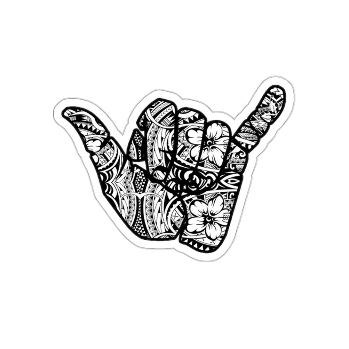 Hawaiian Floral Tribal Design Shaka Design Die-cut Stickers, 808 Gear ...