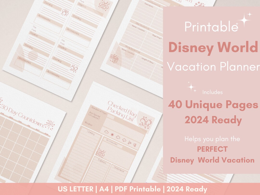 WDW Planner for Orlando Vacation Itinerary WDW Printable Planner and ...
