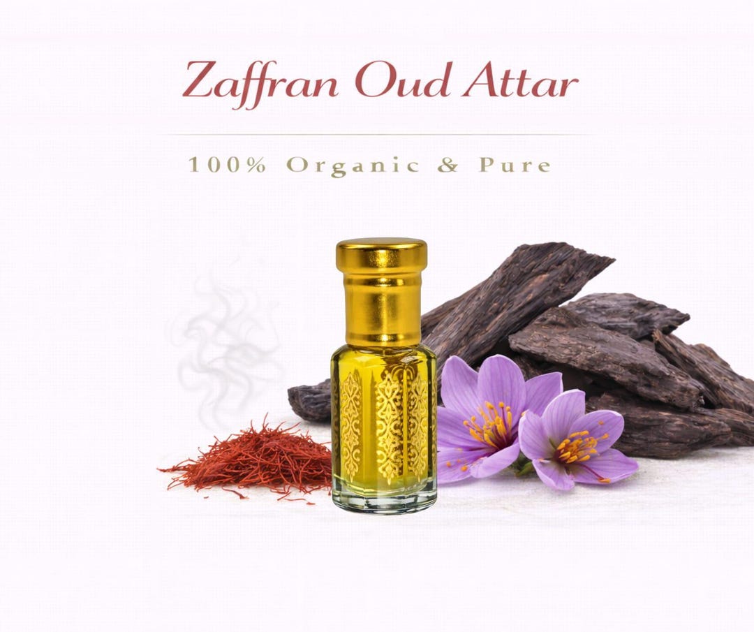 Zafran Oud Attar | Saffron & Agarwood Perfume Oil, Alcohol-free - Etsy