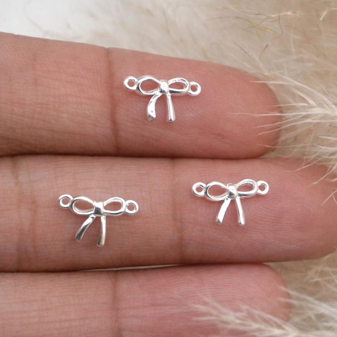 Sterling Silver 925 Dainty Bow Connector for Permanent Jewelry DIY ...