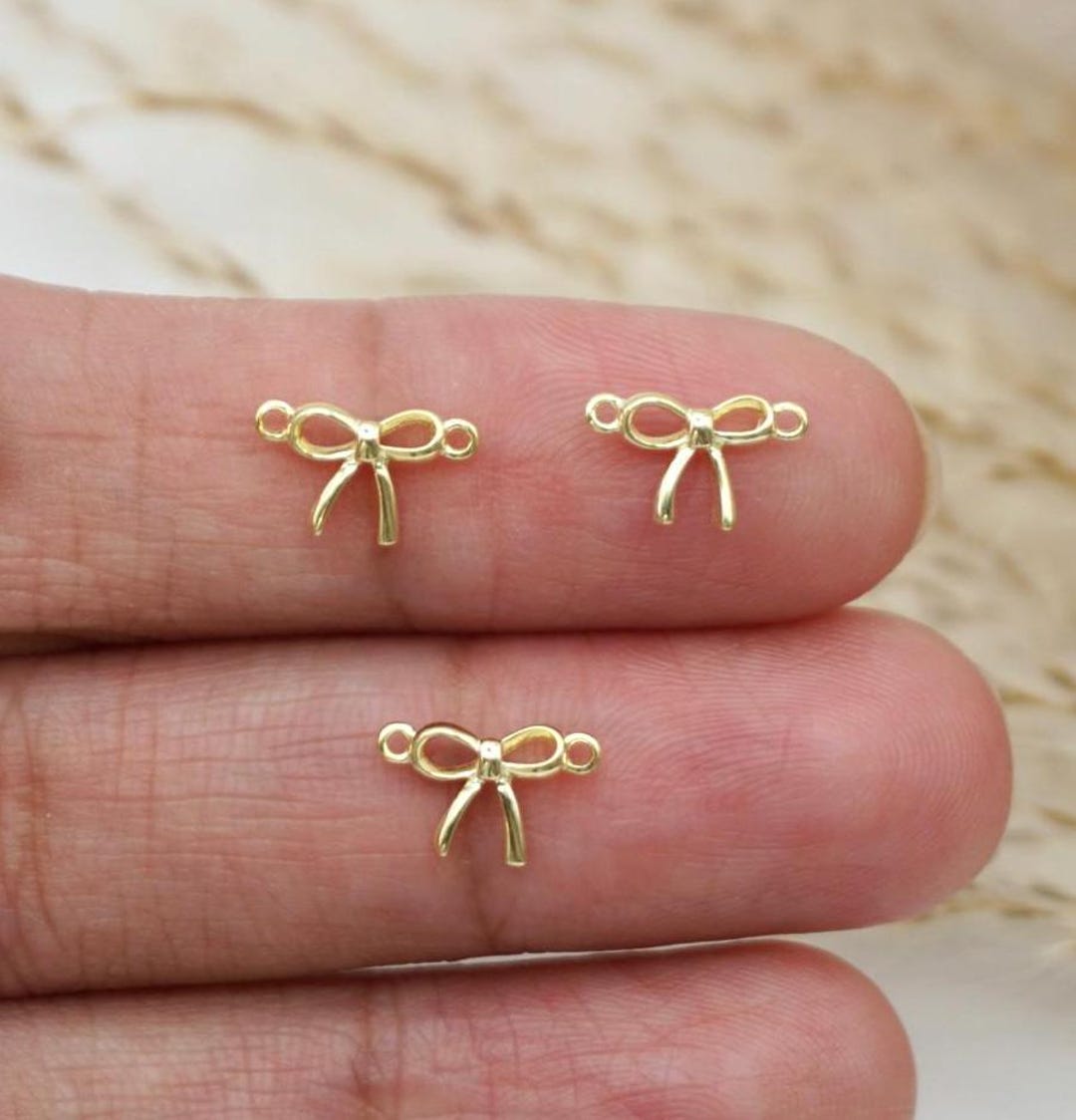 Gold Finish 925 Sterling Silver Bow Connector for Permanent Jewelry DIY ...