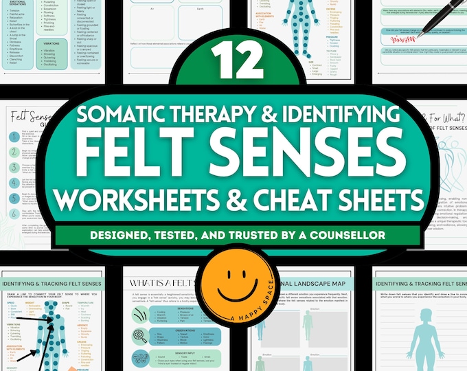 Felt Sense Worksheets for Therapy Somatic Experiencing Trauma Therapy ...