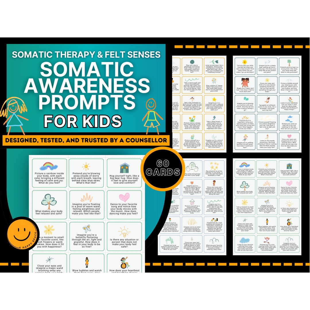 Somatic Awareness Journal Prompt Question Cards for Kids Children ...