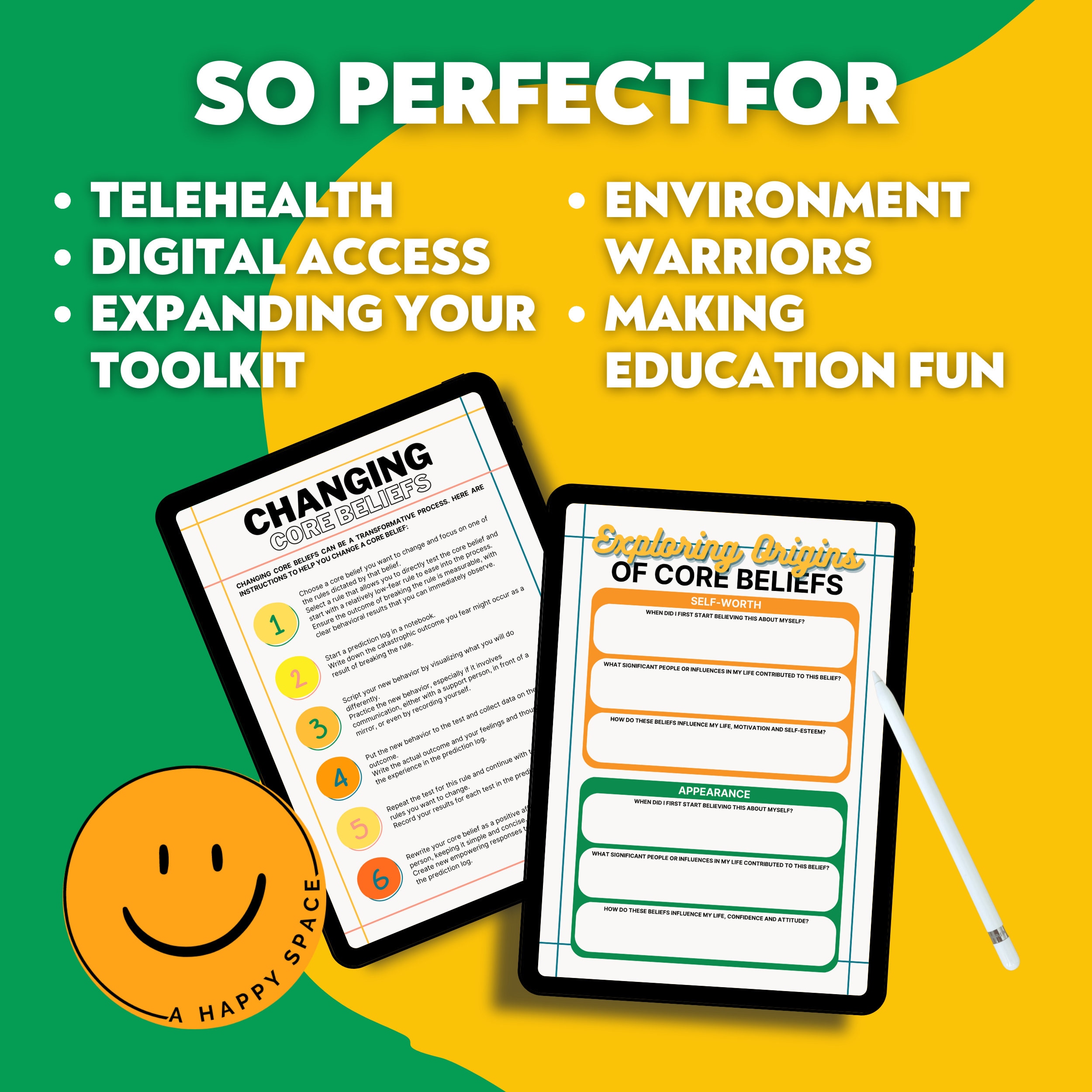 Negative Core Beliefs Worksheets for Therapists Cognitive Behavioral ...