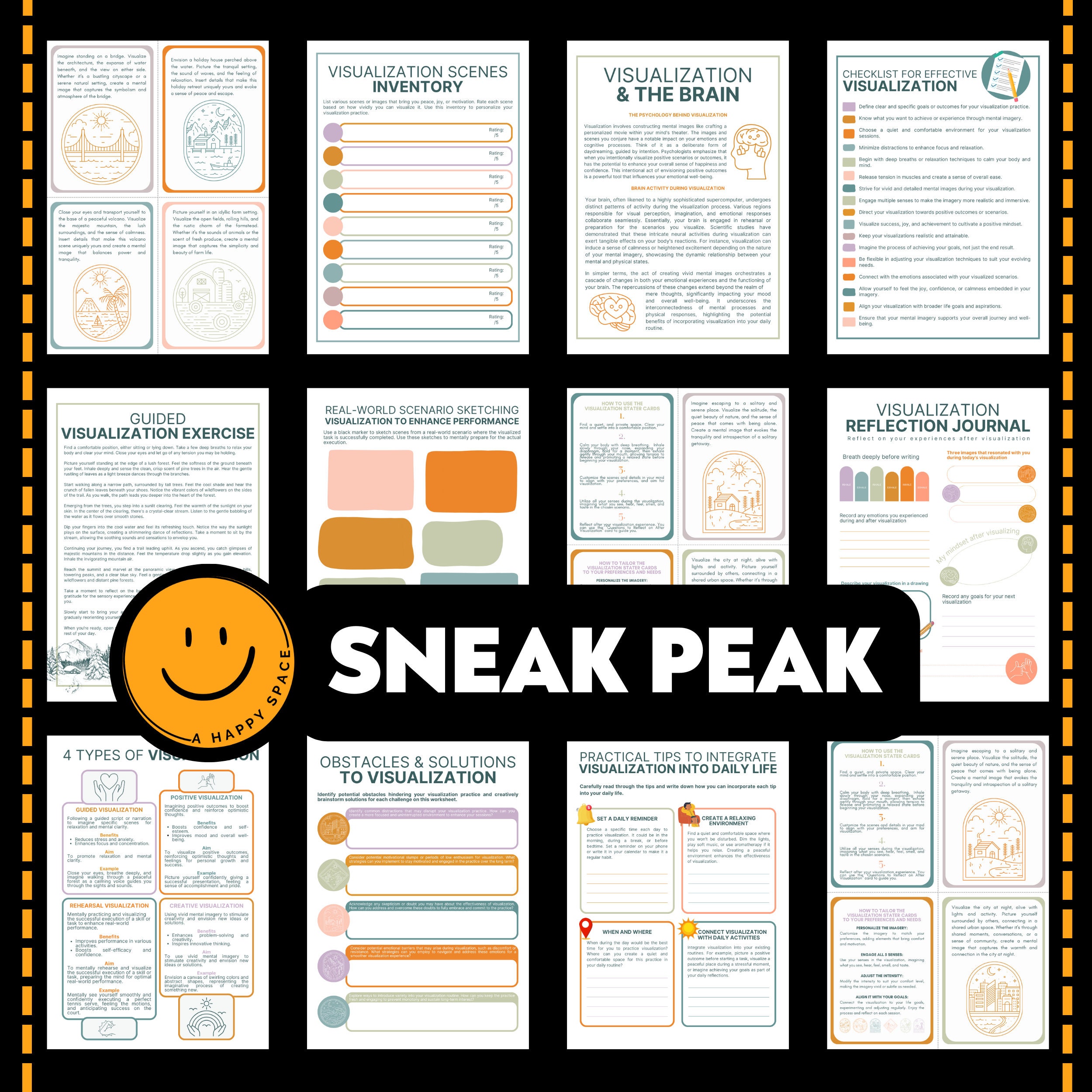 Visualization Tools for Therapists Worksheet Cards Guided Mental ...