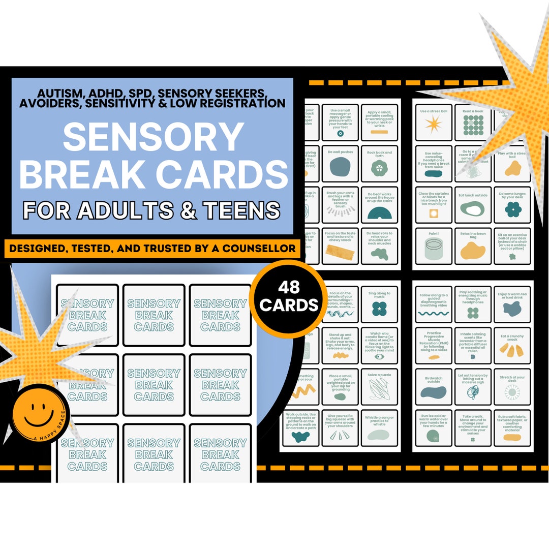 Sensory Break Cards Adults Teens Soothing Regulation Profiles Seeker ...