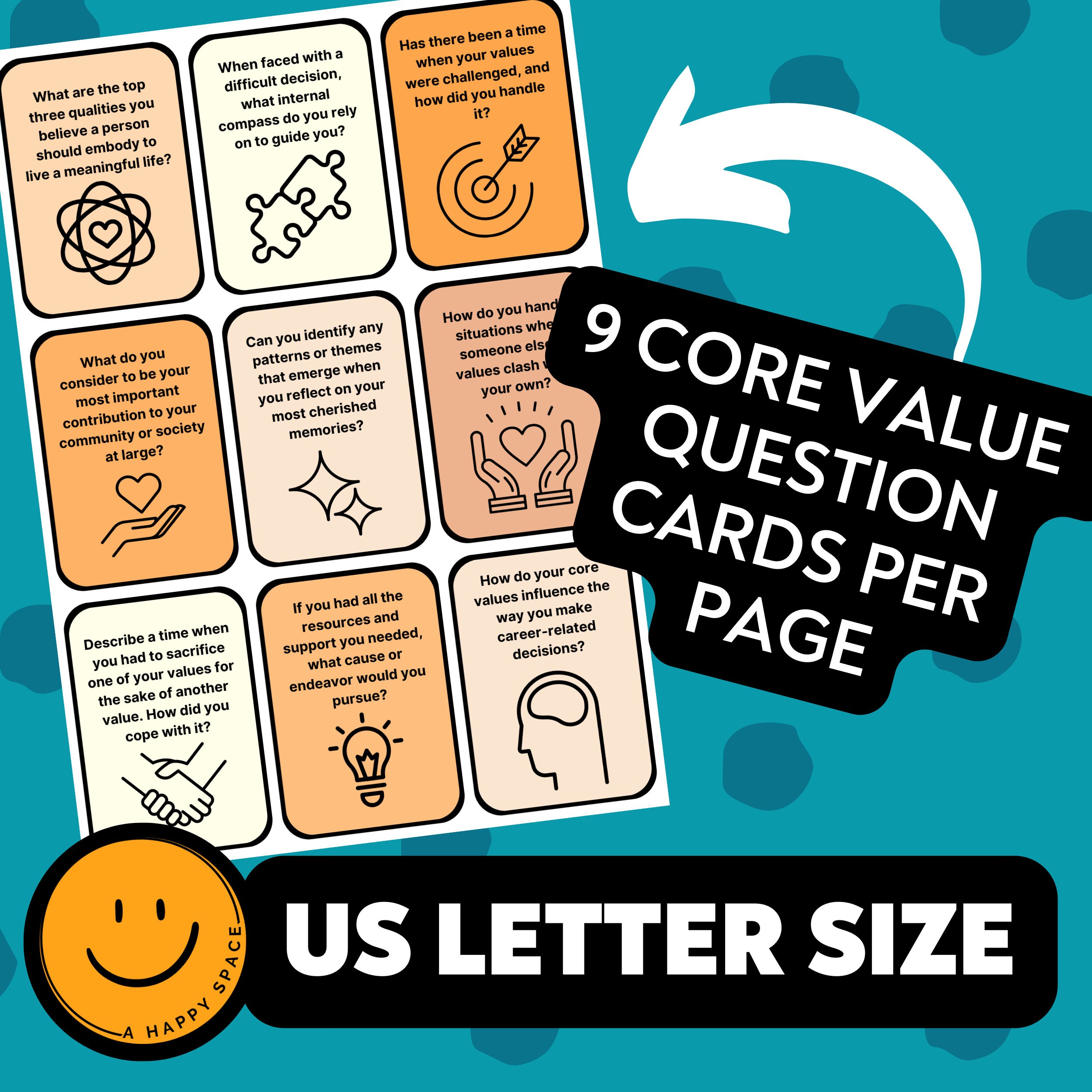 Core Values Worksheets Lists Therapeutic Question Conversation Cards ...