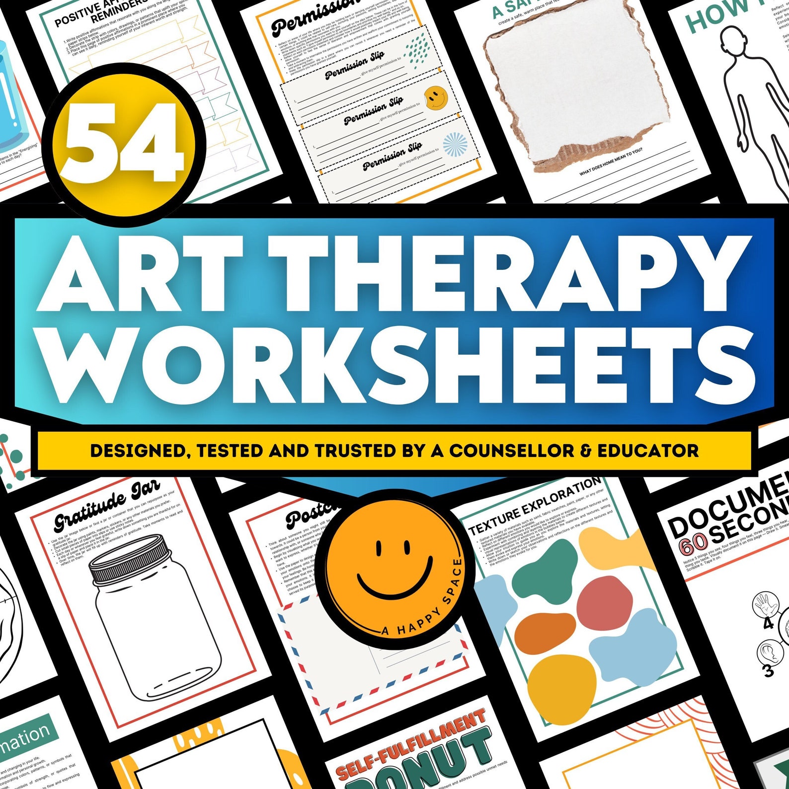 Art Therapy Worksheets Techniques Resource Cards Therapeutic Healing ...