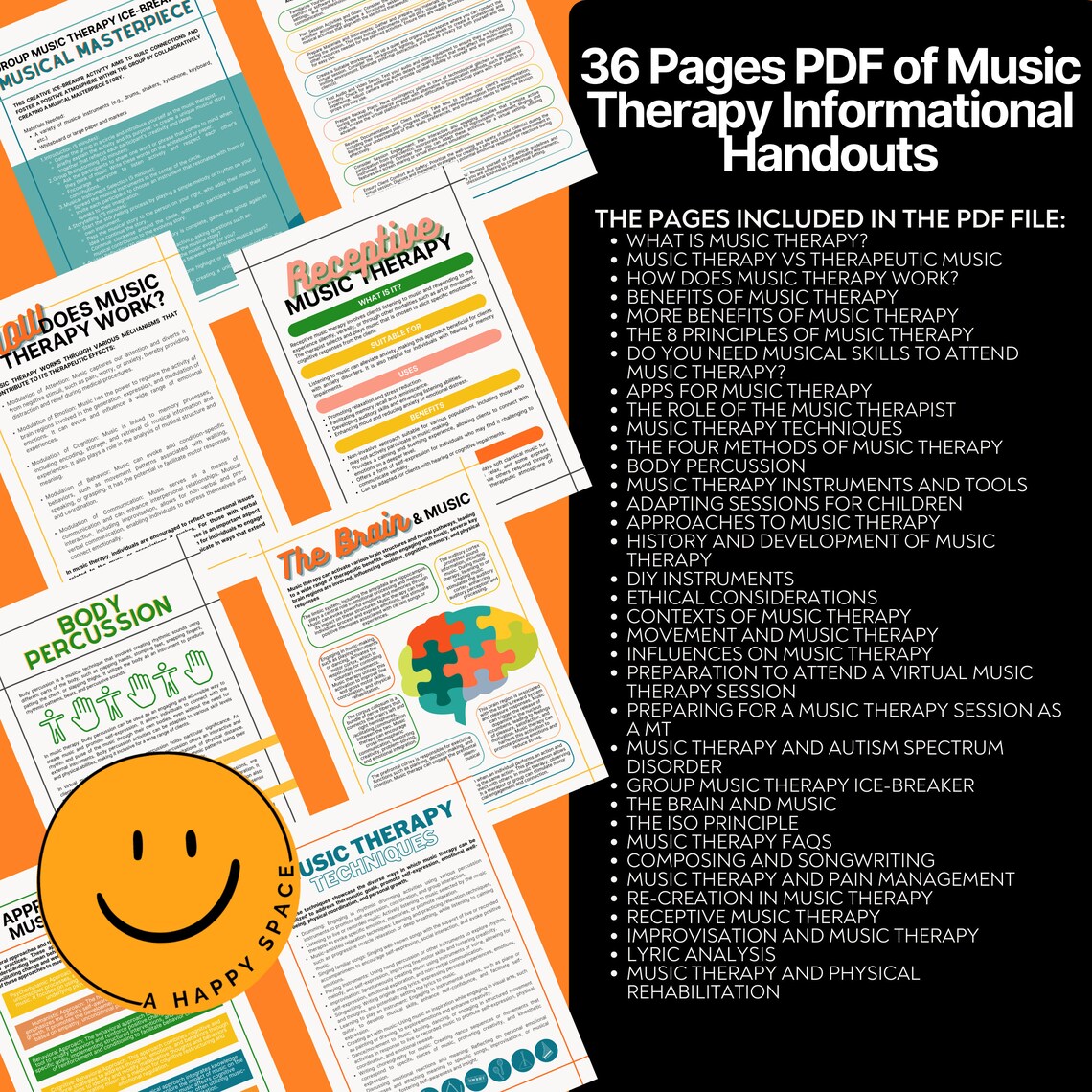 Music Therapy Cheat Sheets Resource for Therapists Tools Session Ideas ...