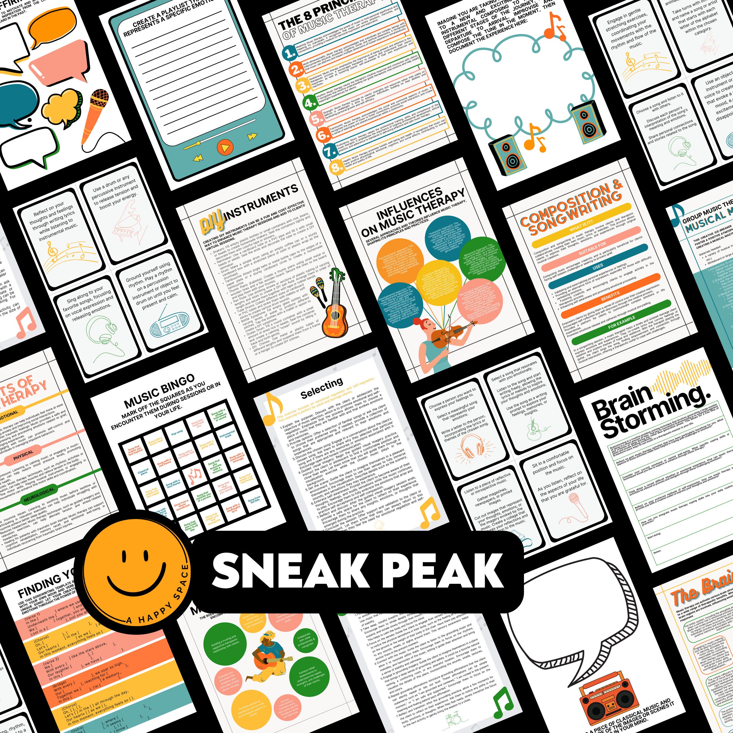 Music Therapy Resource Bundle for Therapists Worksheets Session Ideas ...