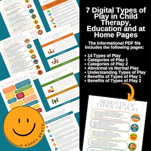 Types of Children's Play Cheat Sheet Categories Therapist Resource ...