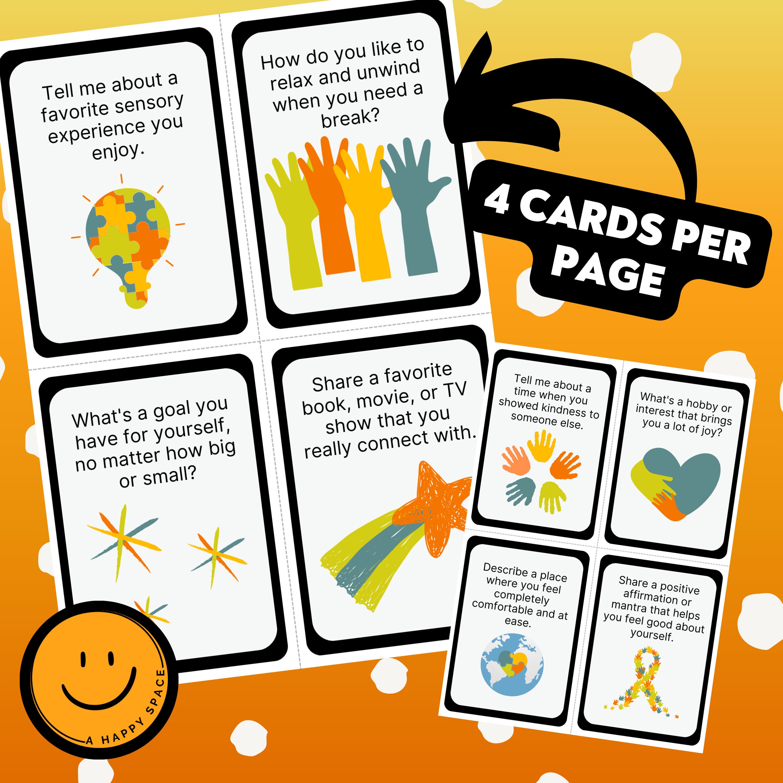 Autism ASC ASD Conversation Cards Kids Tweens Group Therapy Questions ...