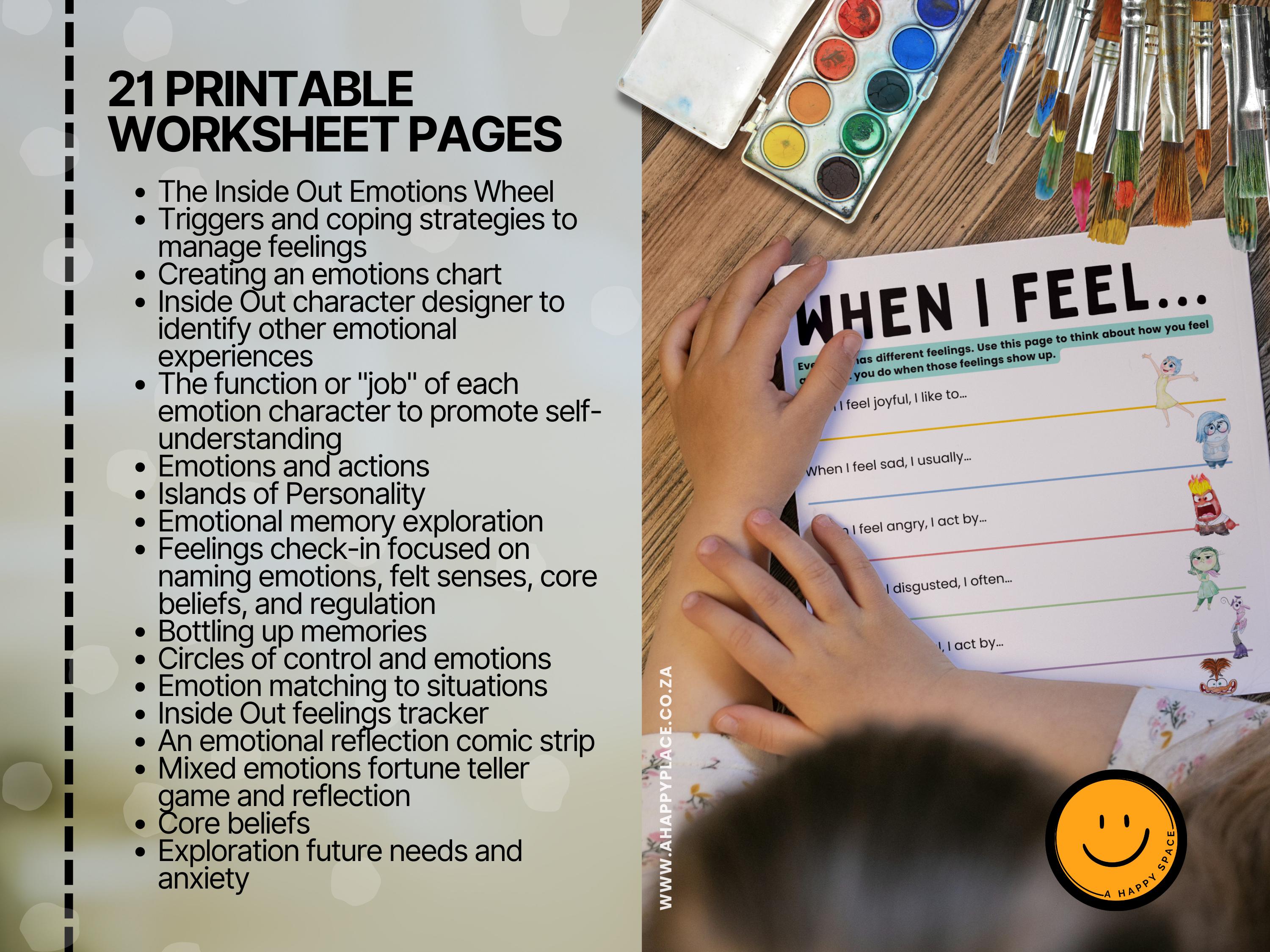 Inside Out 2 Worksheets PDF, Emotional Regulation Printable SEL and ...
