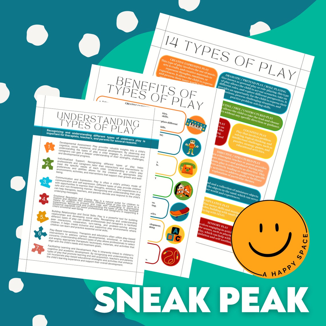Types of Children's Play Cheat Sheet Categories Therapist Resource ...