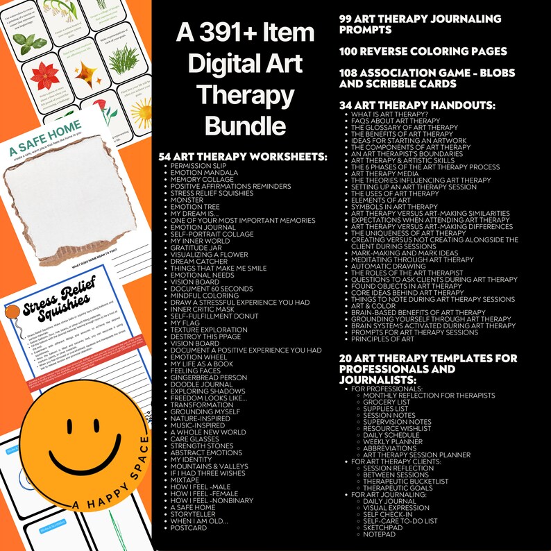 Art Therapy Worksheets Techniques Resource Cards Therapeutic Healing ...