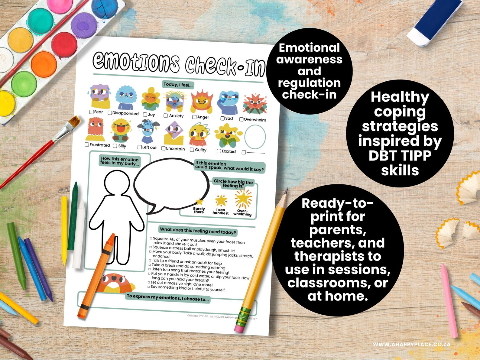 Feelings Check-in Worksheet for Kids, Emotions Printable PDF, Emotional ...