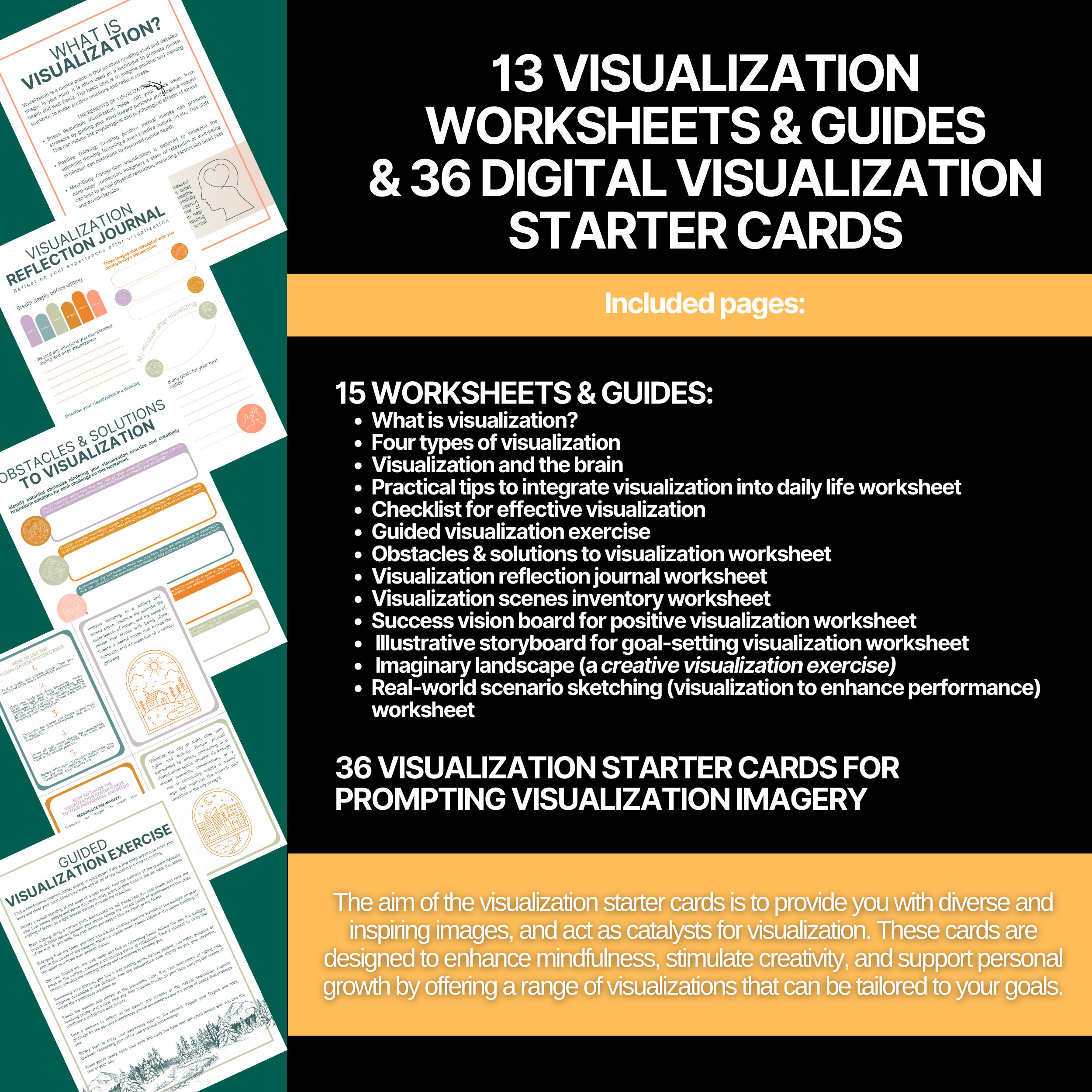 Visualization Tools for Therapists Worksheet Cards Guided Mental ...