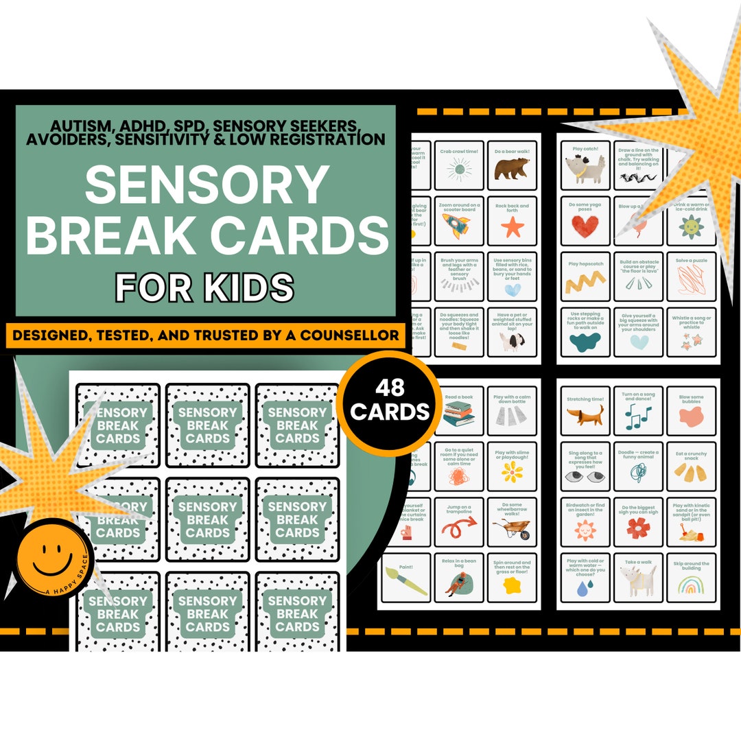 Sensory Break Cards Kids Soothing Regulation Profiles Quadrant Seeker ...