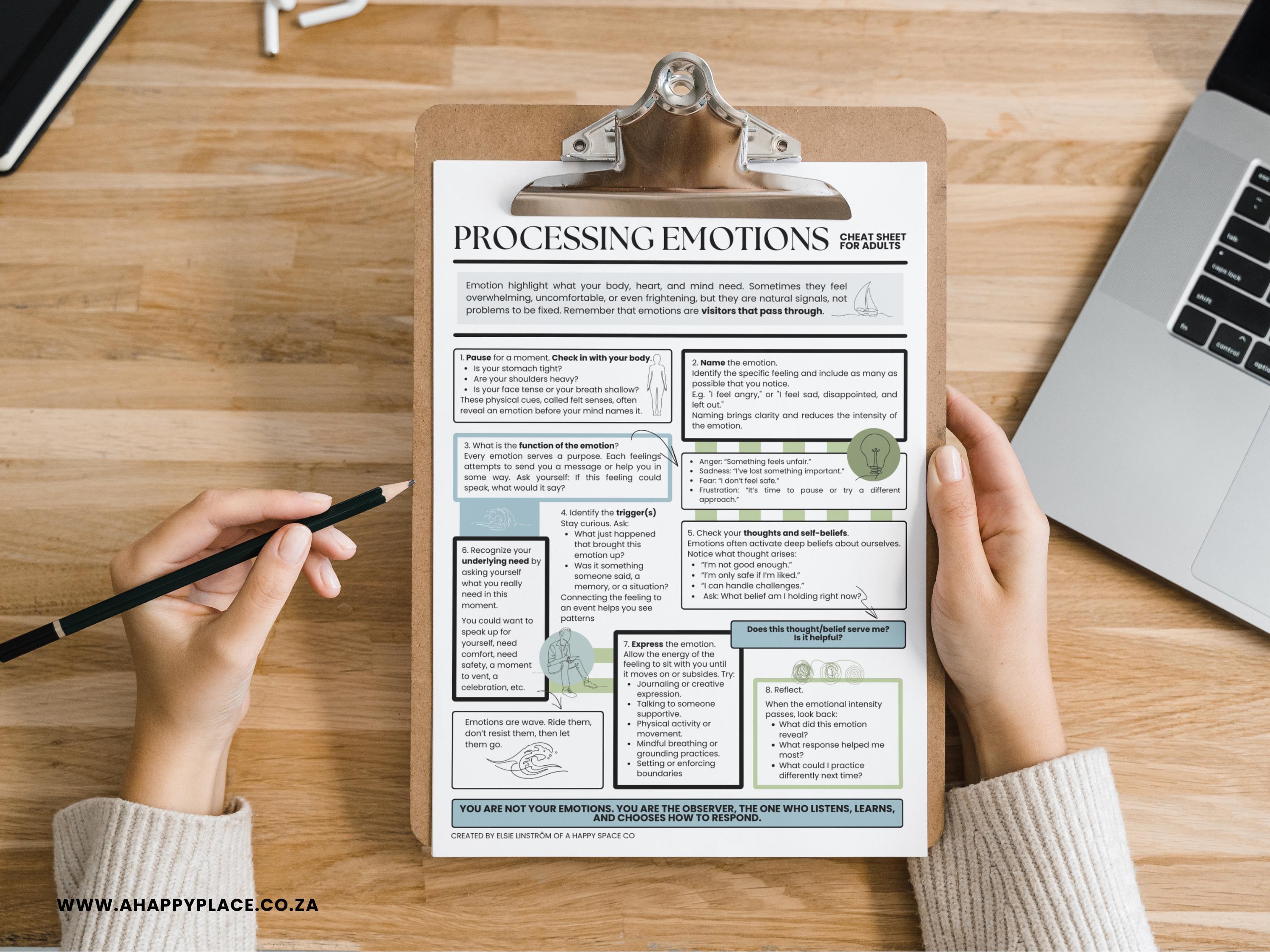 Emotion Processing Cheat Sheet PDF, Printable Emotional Regulation ...