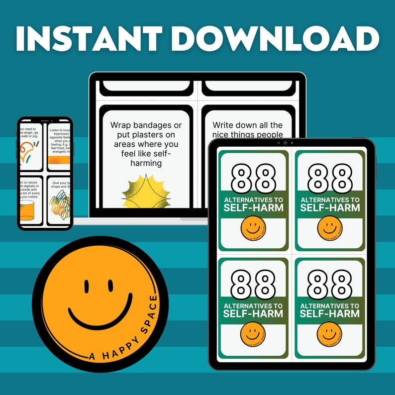 Alternative Coping Skills to Self-harm & Self-injury Cards for Teens ...