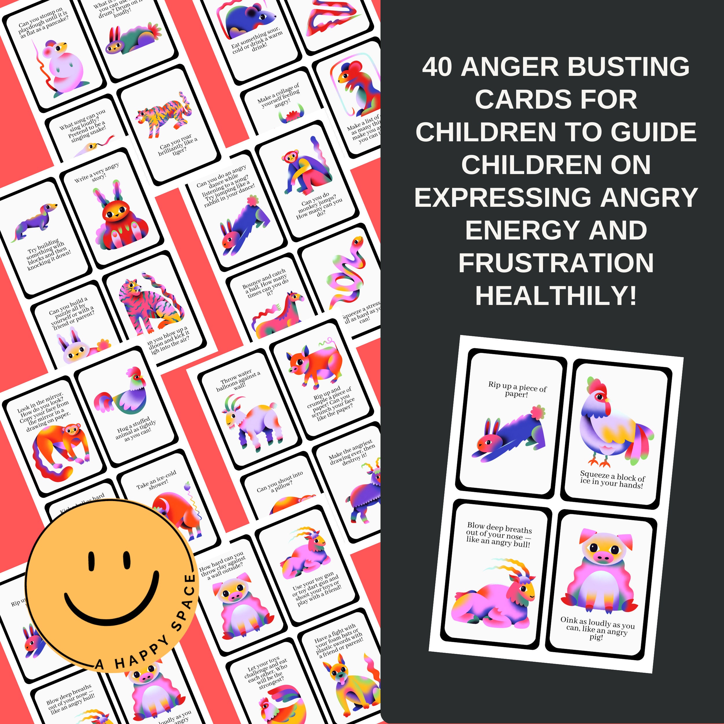 Anger Management Flashcards for Children Coping Skills SEL Play Therapy ...