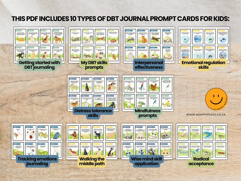 DBT Journal Prompts for Kids, Printable Therapy Skills for Distress ...