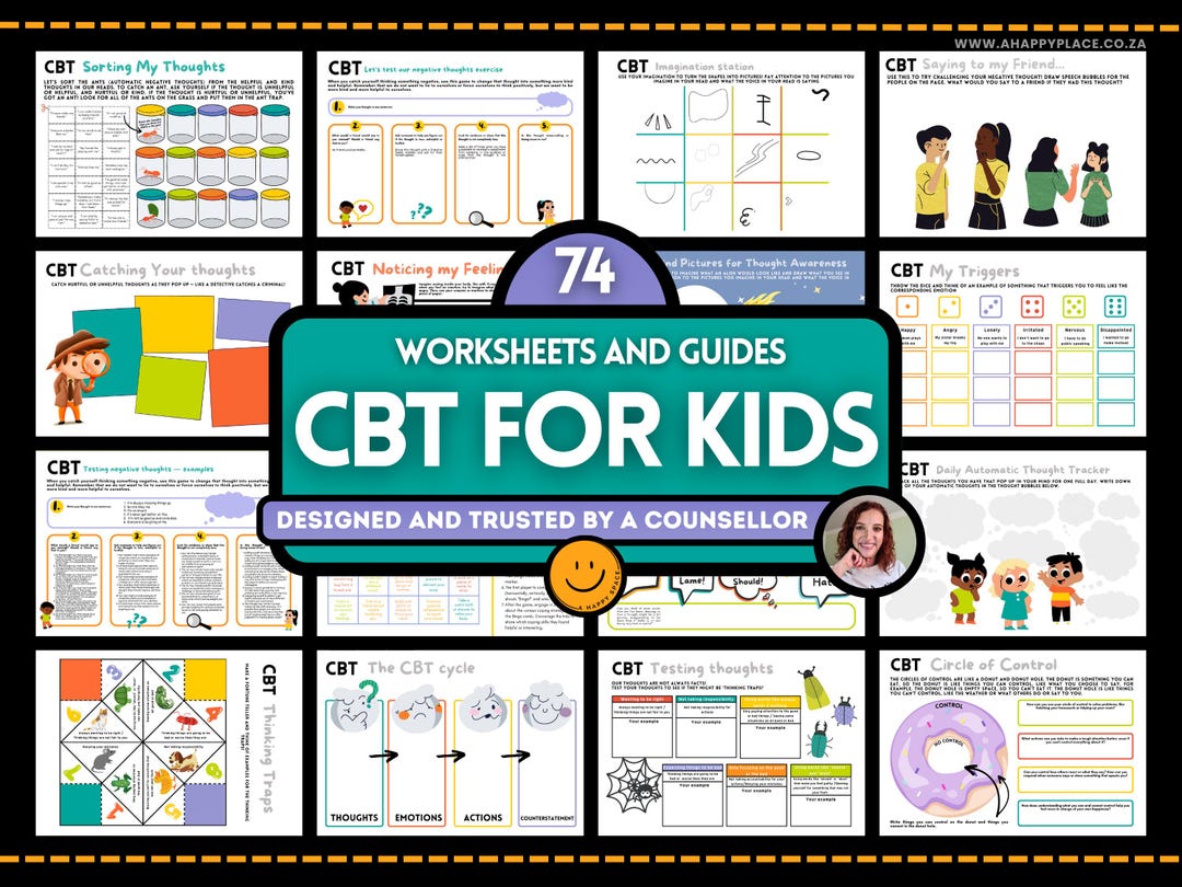 CBT Worksheets for Kids, Cognitive Behavioral Therapy Children Negative ...
