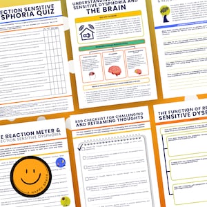 Rejection Sensitive Dysphoria RSD Worksheets Quiz ADHD Autism Spectrum ...