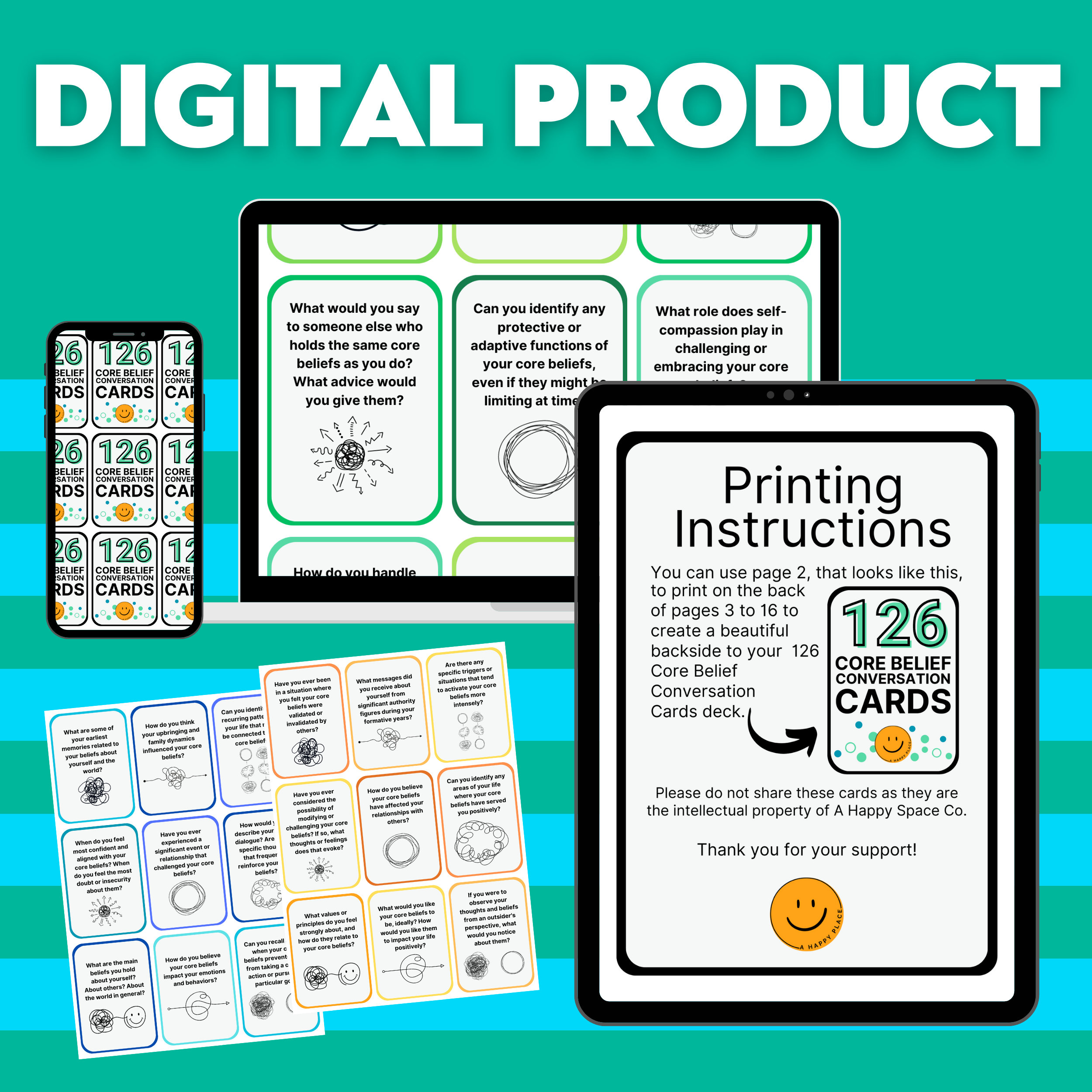 Negative Core Beliefs Worksheet Conversation Cards Cognitive Behavioral ...