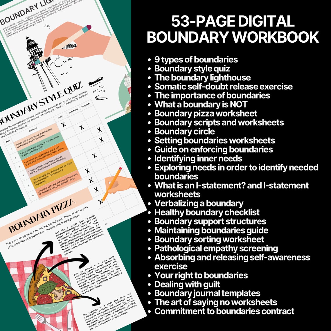 Boundary Workbook Teens Adults 8 Types Styles Boundaries Worksheets ...