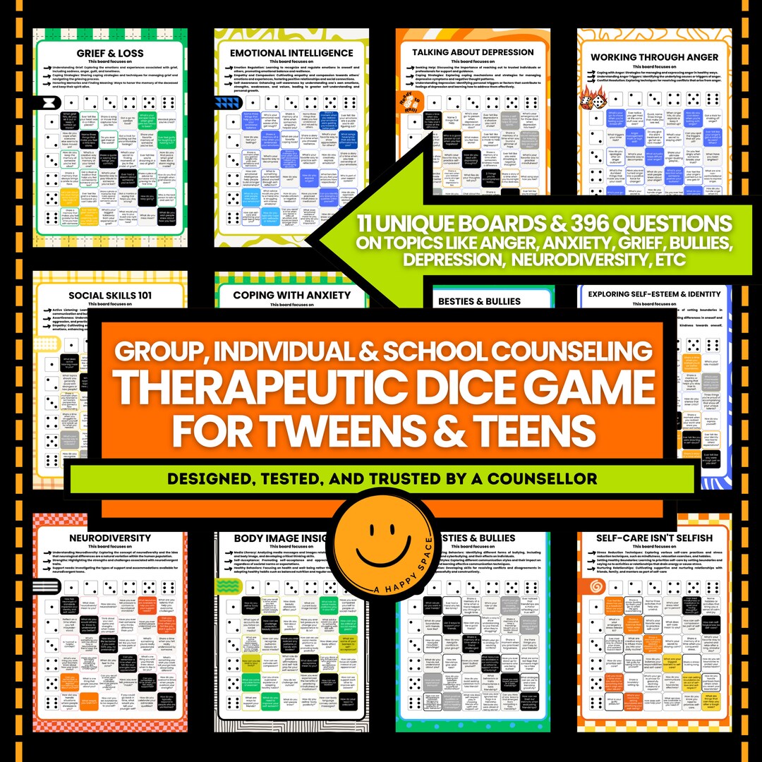 School Counseling Dice Game Teens Tweens Group Therapy Coping Skill ...