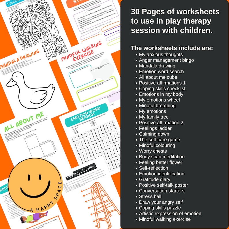 Play Therapy Worksheets for Therapists Child School Counselor - Etsy UK