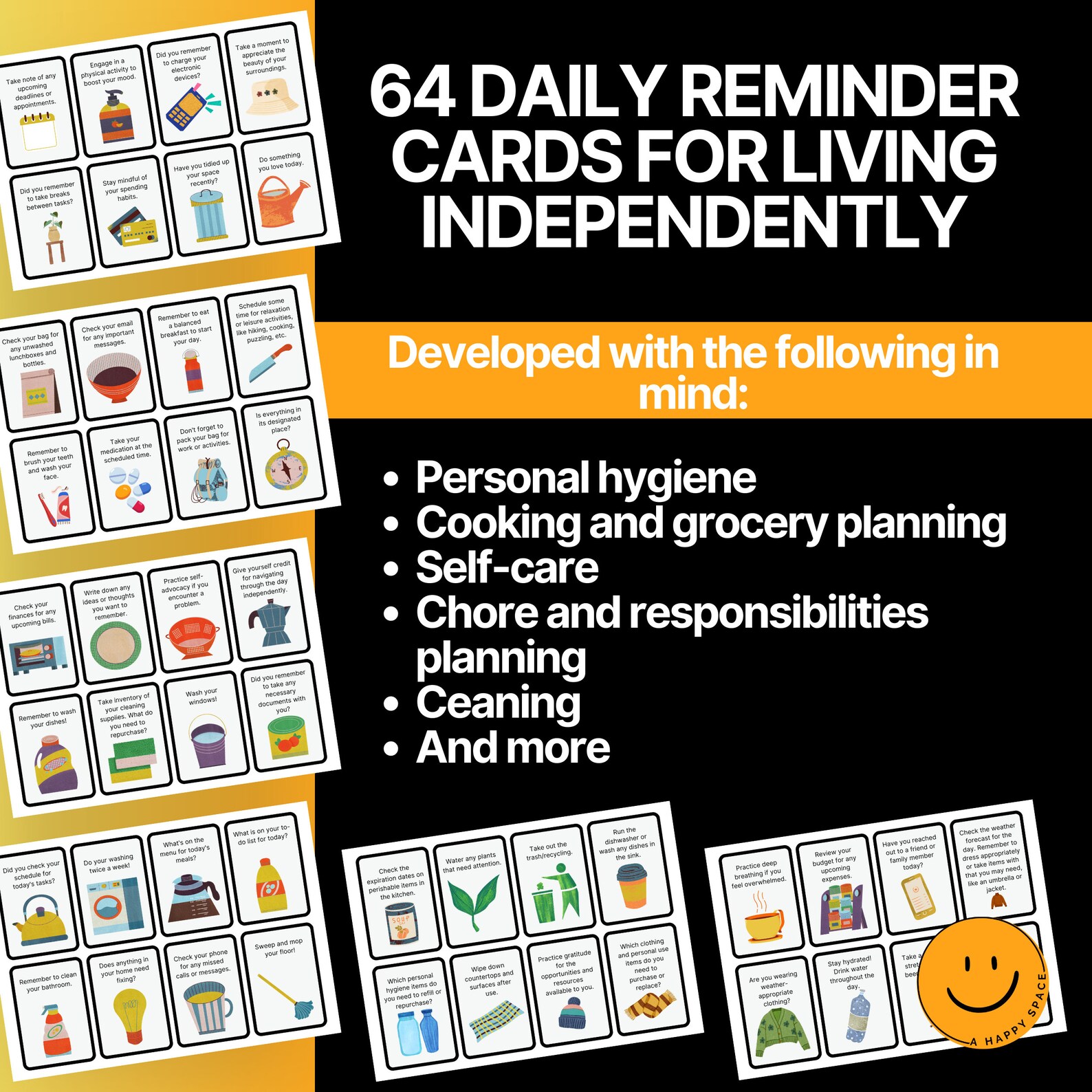 Independent Living Cards for Adults Assisted Reminders Skills Learning ...