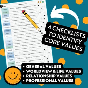 Core Values Worksheets Lists Therapeutic Question Conversation Cards ...