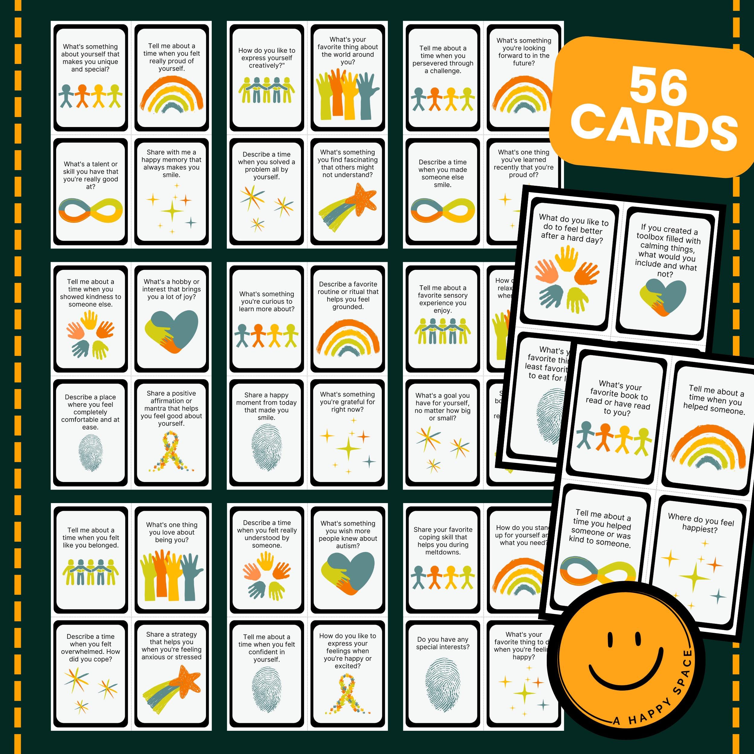 Autism ASC ASD Conversation Cards Kids Tweens Group Therapy Questions ...