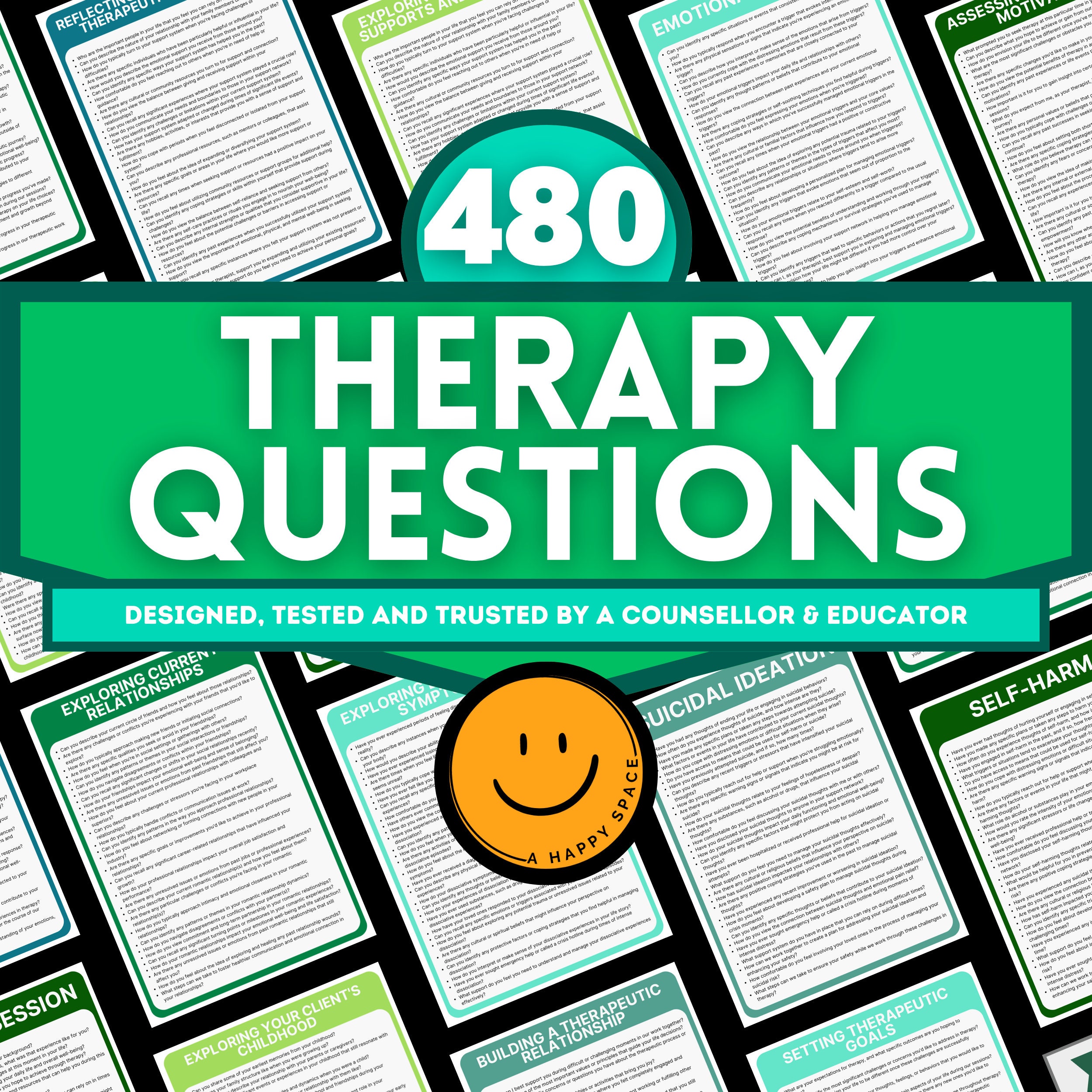 Therapy Counselor Resource Bundle Worksheets Workbook Cards Boundaries ...