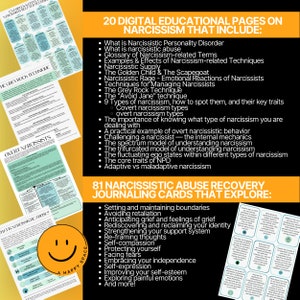 Narcissism Terms Types Techniques Cheat Sheets Grandiose Journal Cards ...