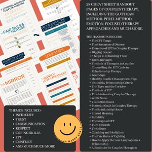 Couples Therapy Cheat Sheets for Therapist Relationship Counseling ...