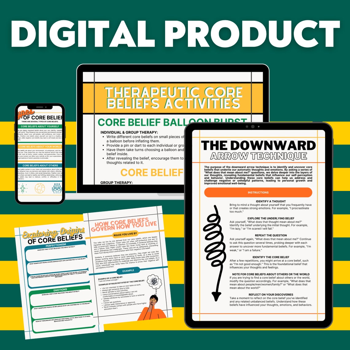 Negative Core Beliefs Worksheets for Therapists Cognitive Behavioral ...