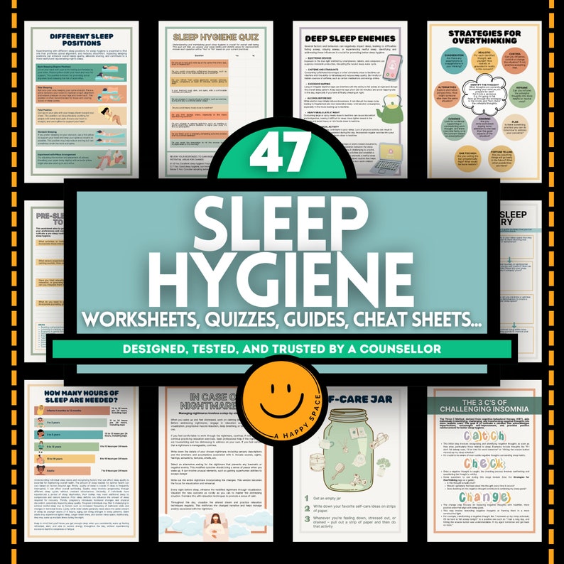 Sleep Hygiene Worksheets Quiz Journal Habits Cycle Cognitive ...