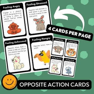 Opposite Action Coping Skills Worksheets Cards for Kids Emotional ...