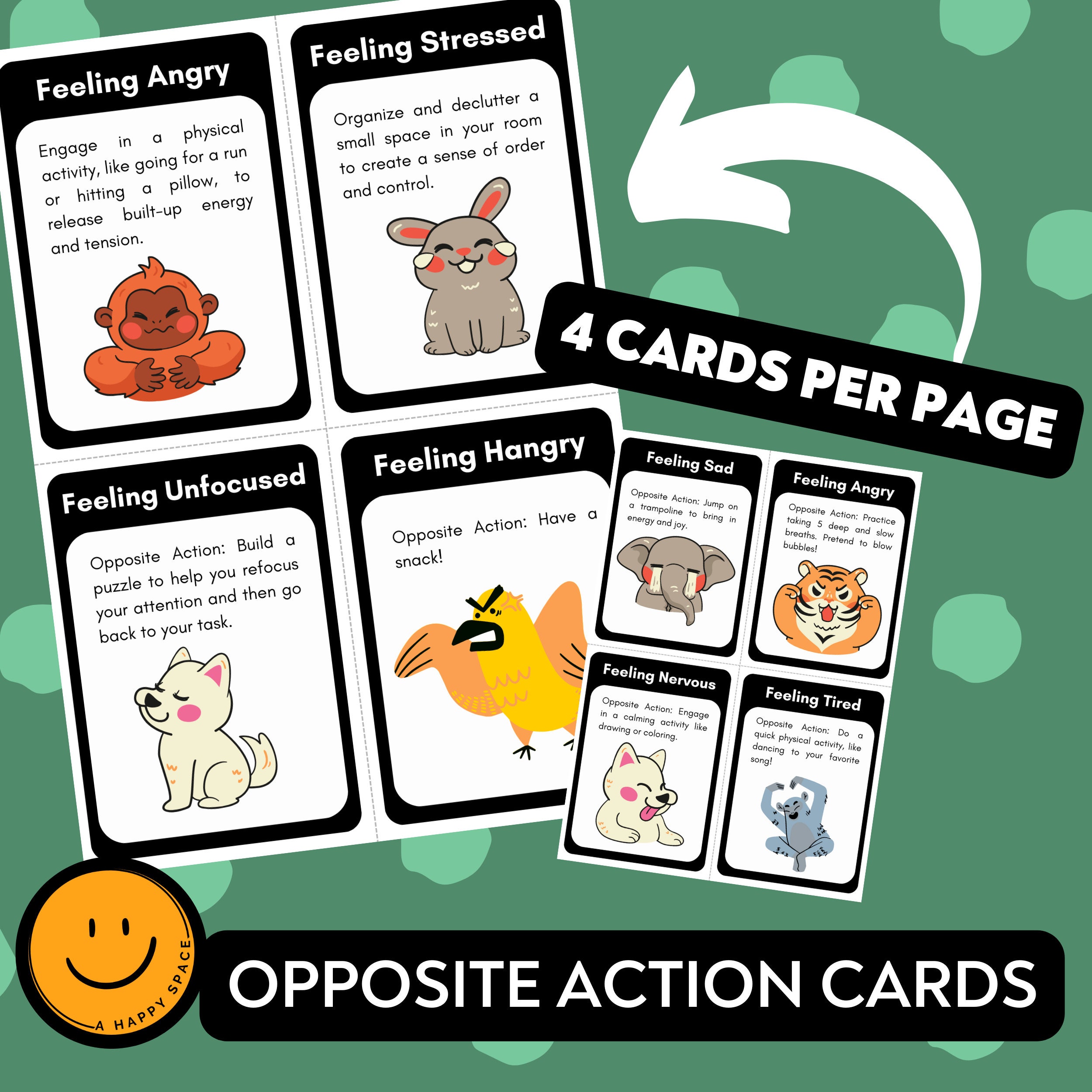 Opposite Action Coping Skills Worksheets Cards for Kids Emotional ...