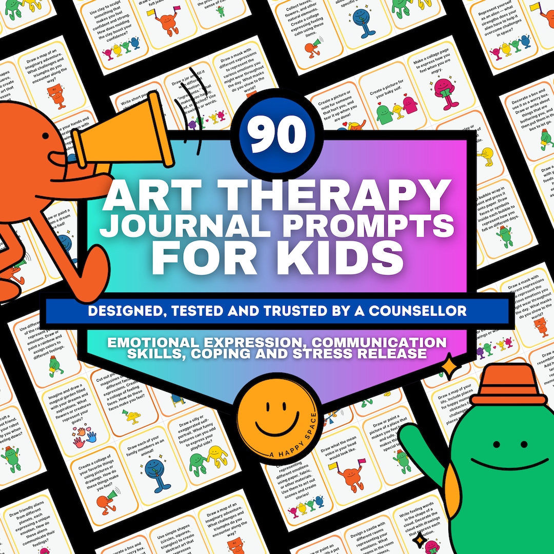 Art Therapy Journal Prompt Cards for Kids Tools Resource Therapeutic ...