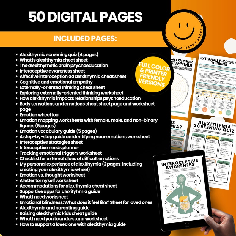 Alexithymia Worksheets Screening Quiz Workbook Emotional Blindness ...