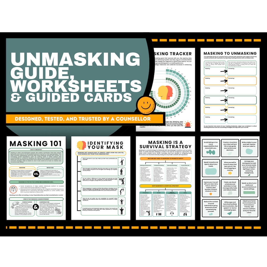 Masking Unmasking Worksheets Neurodivergent Neurodiversity-affirming ...